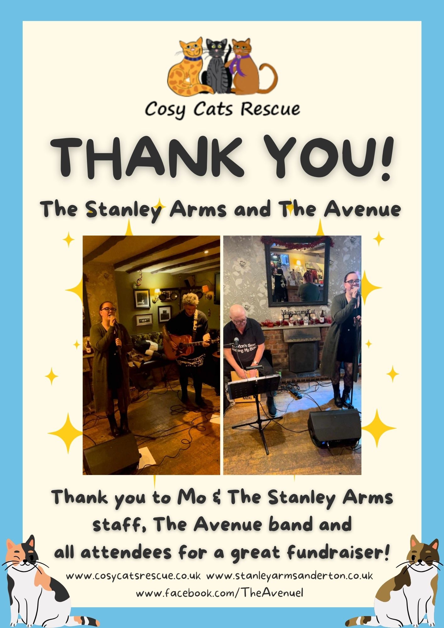 Thank you The Stanley Arms and The Avenue – Cosy Cats Rescue